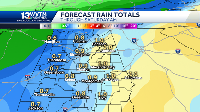 Alabama cold snap Tuesday into Wednesday then rain for Friday