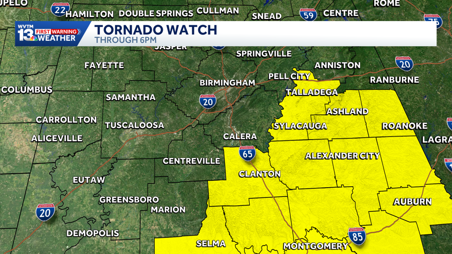 Alabama forecast: Tornado Watch until 6pm