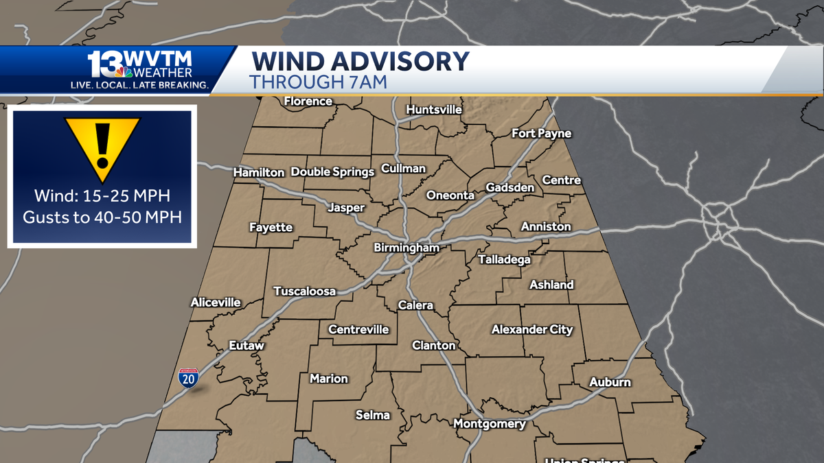 Alabama Impact Day: Strong winds continue Wednesday overnight