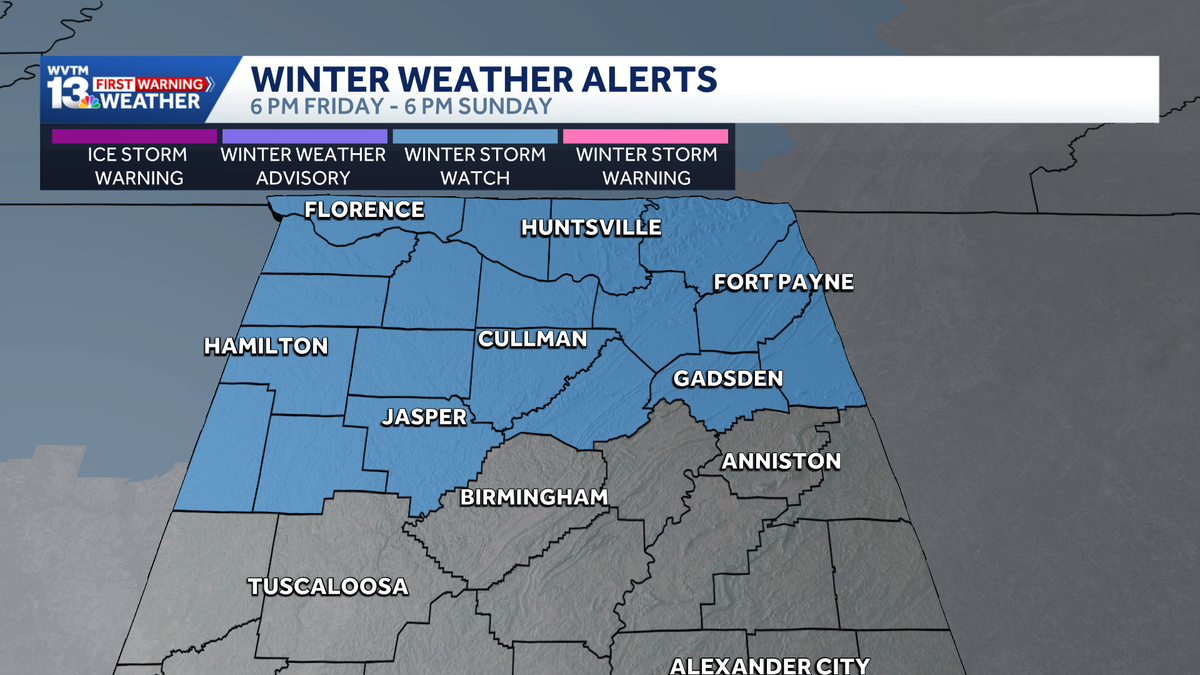 LIVE UPDATES: Winter Storm Watch issued for parts of Alabama