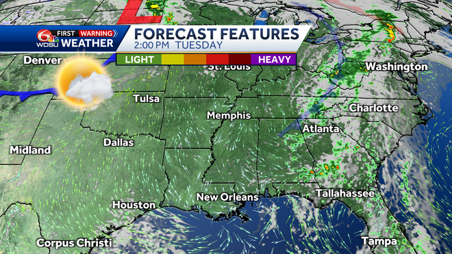 New Orleans Louisiana weather forecast high temp rain chances