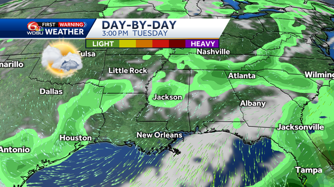 New Orleans Louisiana weather forecast record highs severe storms