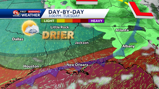 New Orleans Louisiana weather forecast high temp rain chances