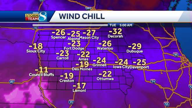 Iowa weather: Dangerously cold wind chills in Des Moines forecast