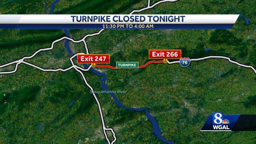 Weekend detours on the Pennsylvania Turnpike starting tonight