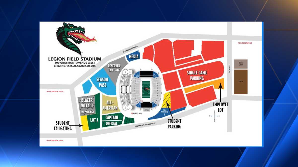 UAB releases maps for parking at Legion Field Saturday