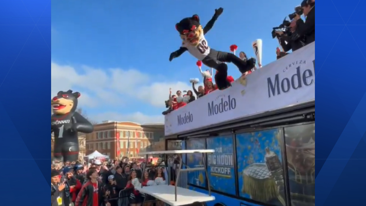 UC Bearcat mascot body-slams his way into the spotlight during Big Noon ...