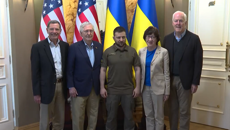Sen. Collins, GOP senators meet Zelenskyy in surprise Kyiv stop