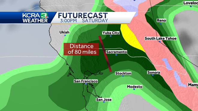 Timing arrival of soaking rain from atmospheric river storm in NorCal
