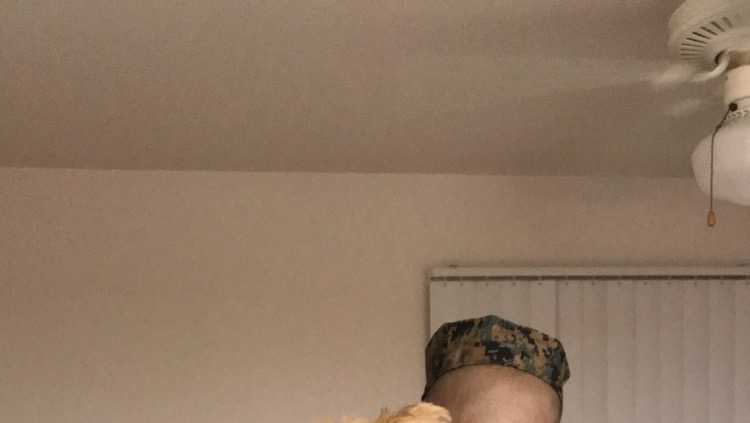 This Marine got a very furry welcome home