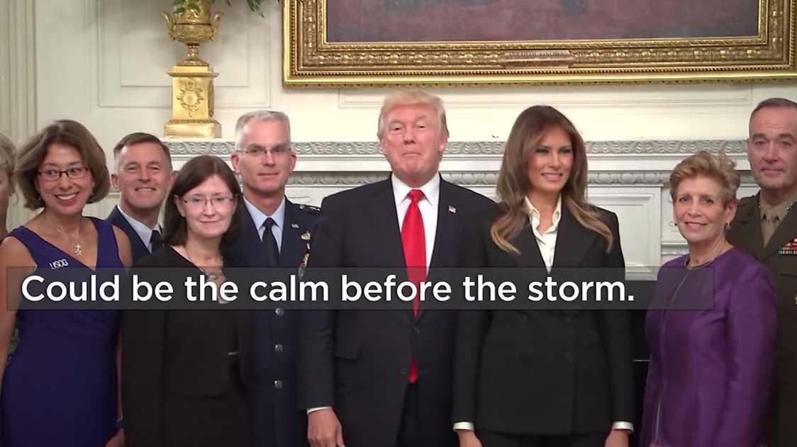 President Trump talks of 'calm before the storm' during photo op with ...