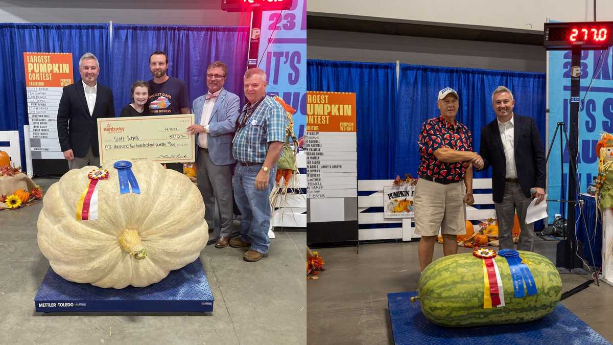 Pumpkin at KY State Fair weighs over half ton, watermelon almost 300 pounds