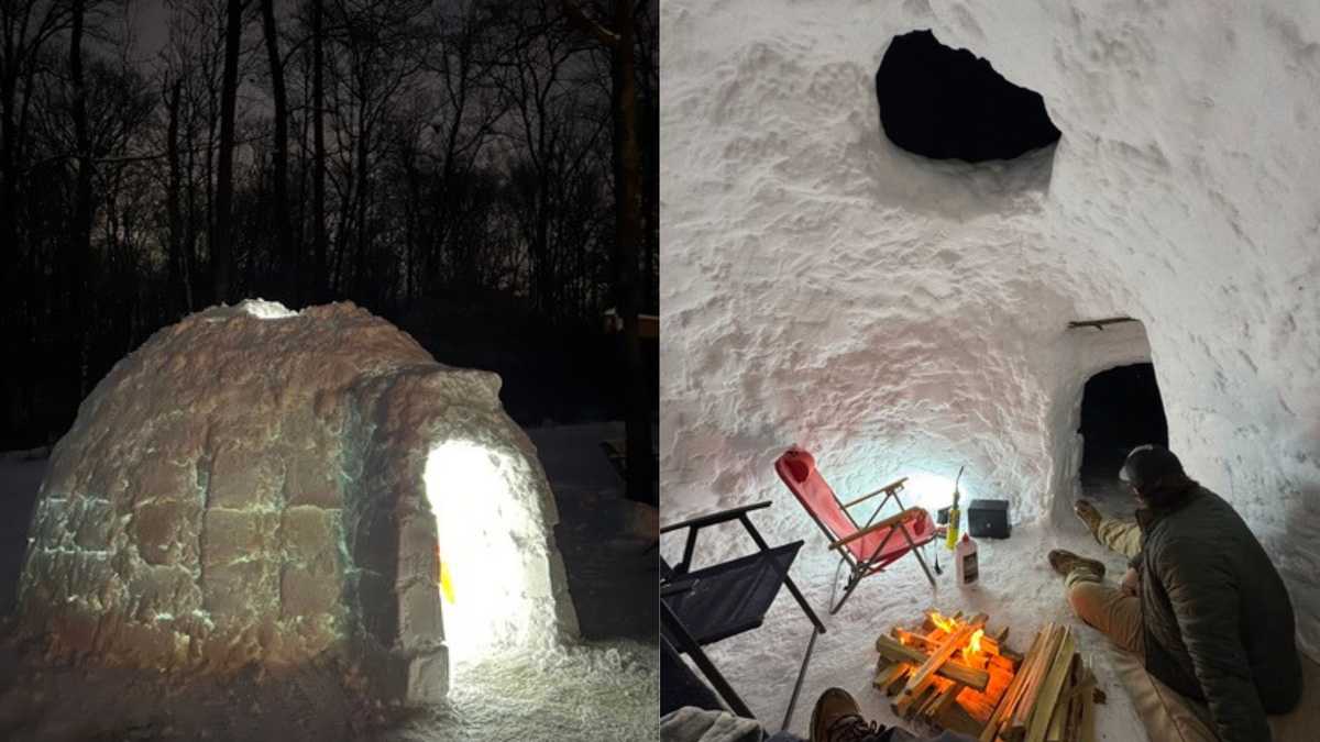 VIDEO: Southern Indiana couple builds igloo big enough for 5 people