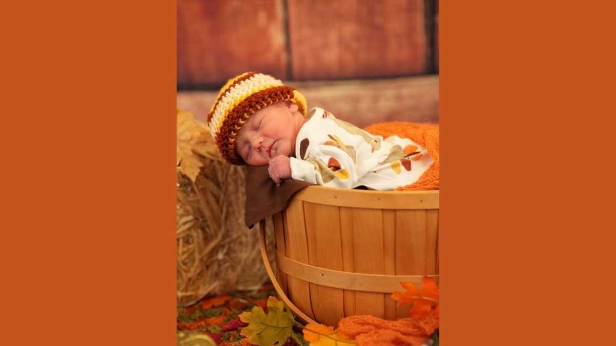 Newborn babies at Norton Hospital dressed up in cute Thanksgiving outfits