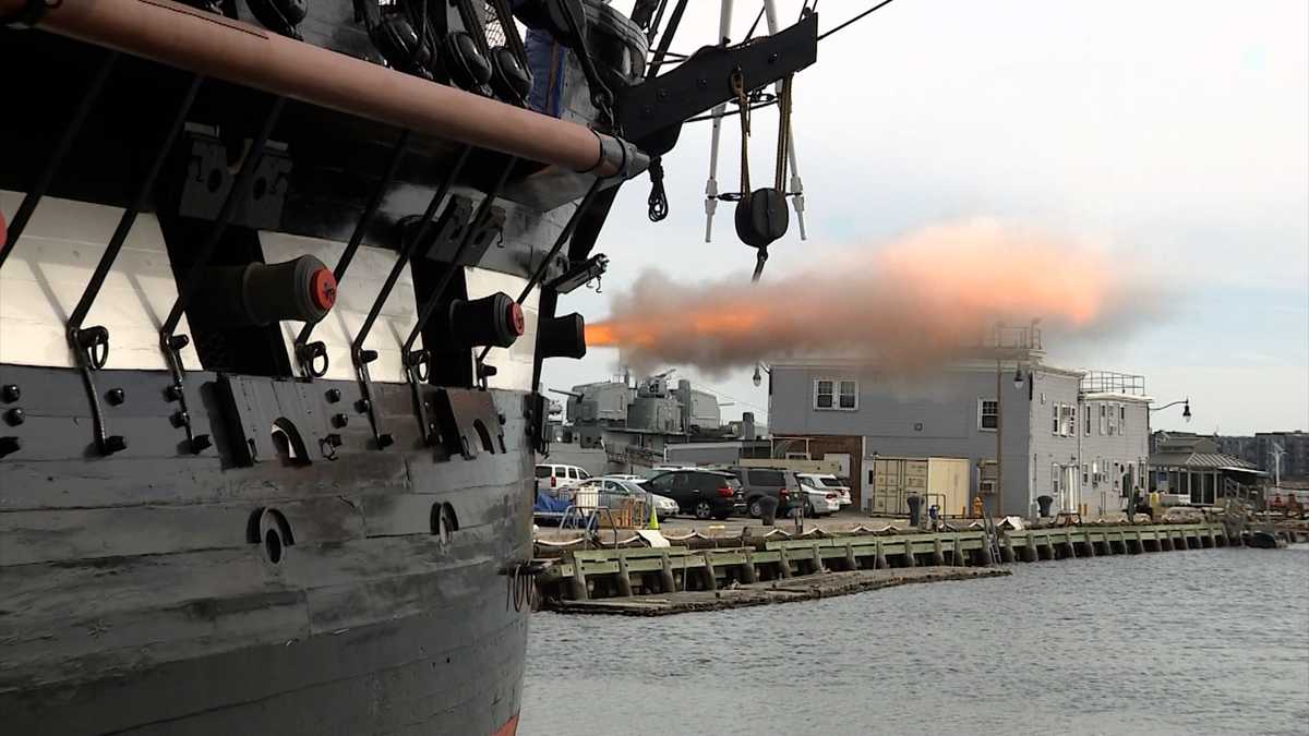 USS Constitution fires 21-gun salute in honor of Presidents Day