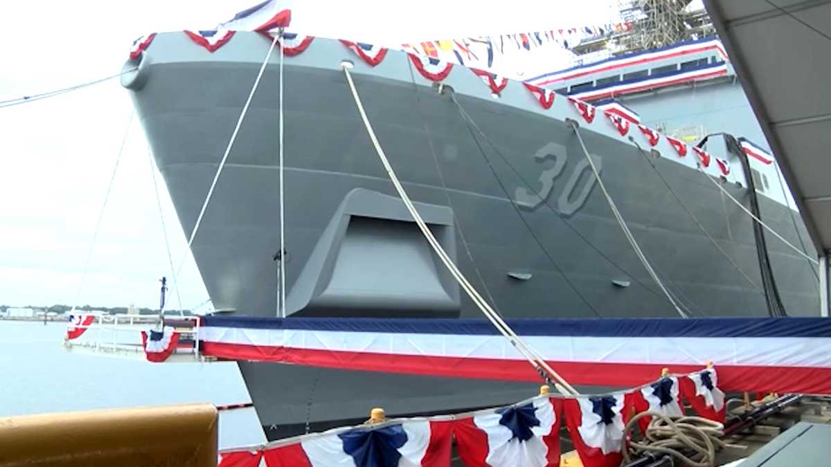Future USS Harrisburg christened on Mississippi coast