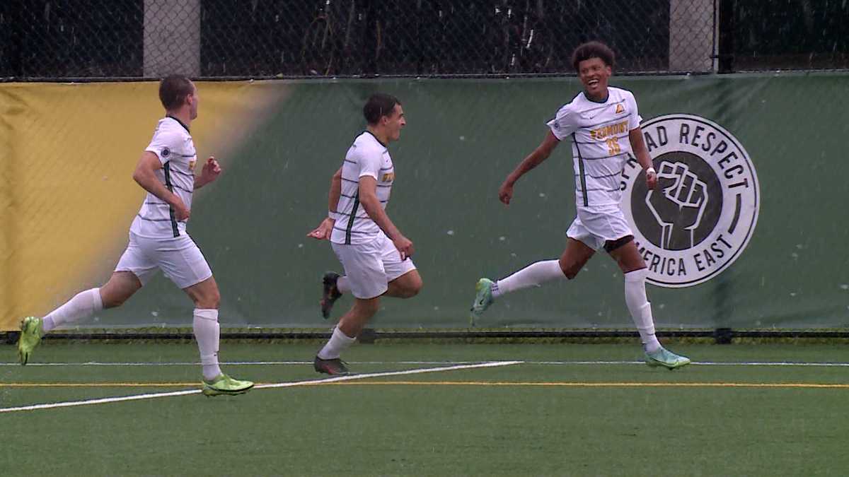 UVM men's soccer gets back in win column on a wet day at Virtue