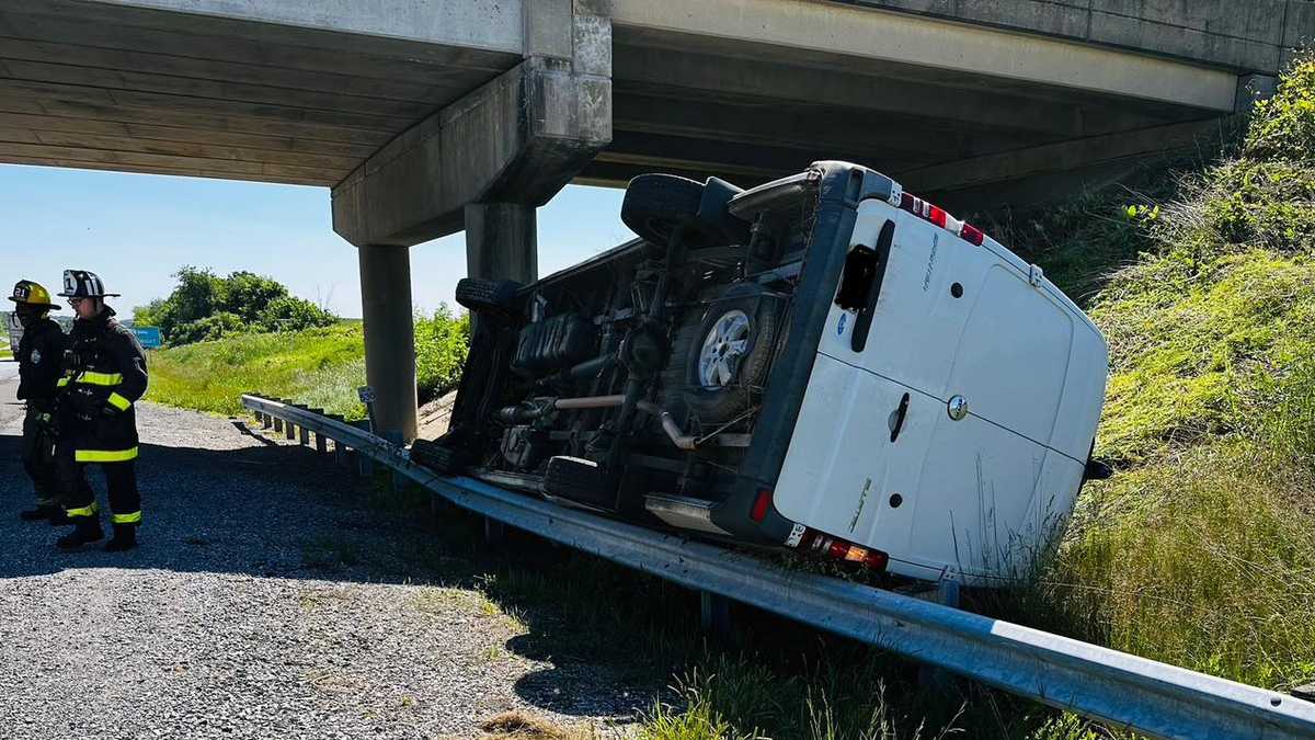 Traffic backs up after van rolls over Route 30 guardrail in York County ...