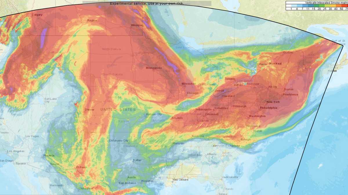 Smoke from western wildfires creating hazy skies in the Northeast