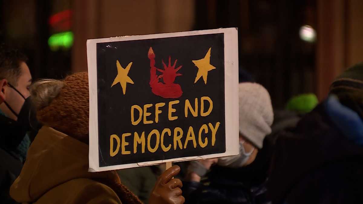 Portland vigil for democracy marks year since Capitol riot