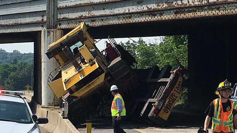 Truck hits Pennsylvania Turnpike bridge over Route 19 in Marshall Township