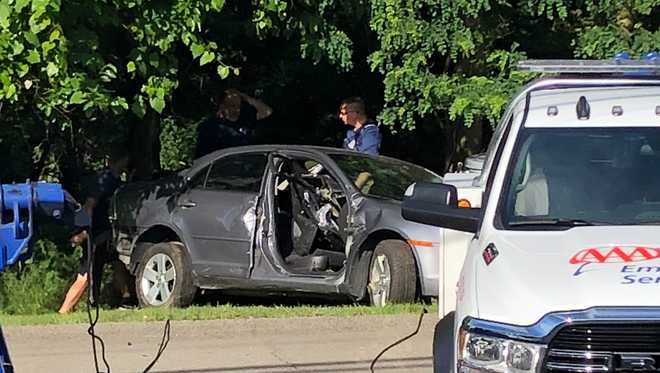 Woman rescued after car goes over hillside in Shaler