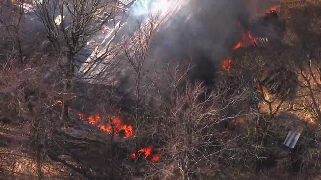 Large brush fire burning in Washington Township, Westmoreland County