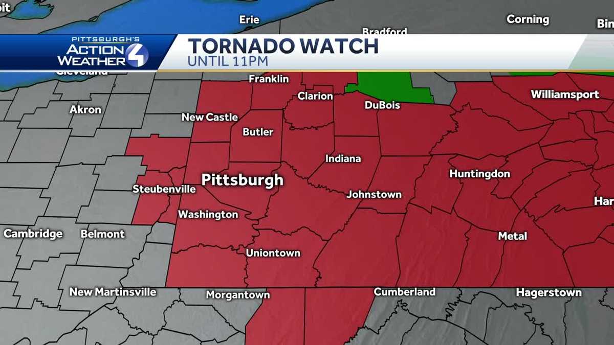 Tornado watch in effect for parts of Western Pa. until 11 p.m.