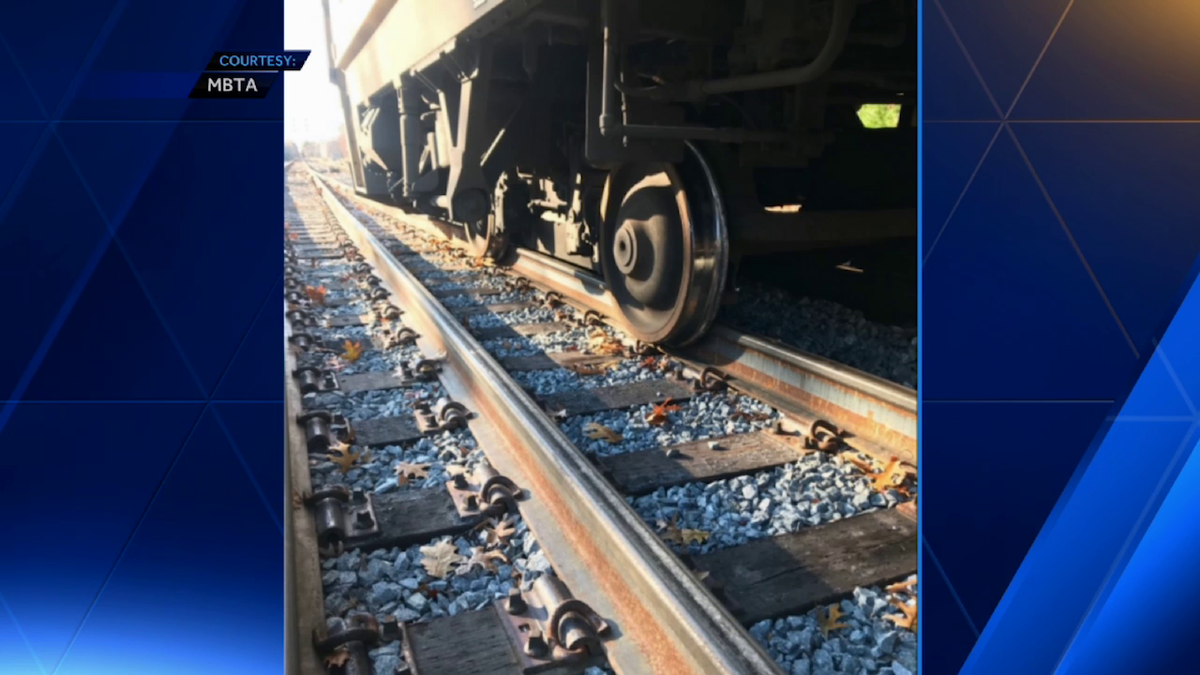 'Misaligned switch' causes commuter line train derailment, MBTA says