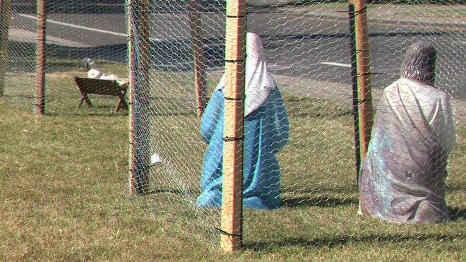 Sacramento church protests immigration policies with caged nativity scene