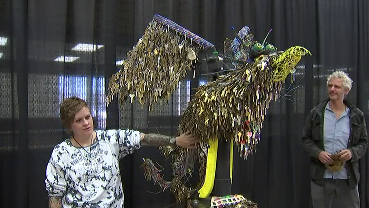 Keys to homes burned in Paradise reborn as phoenix sculpture