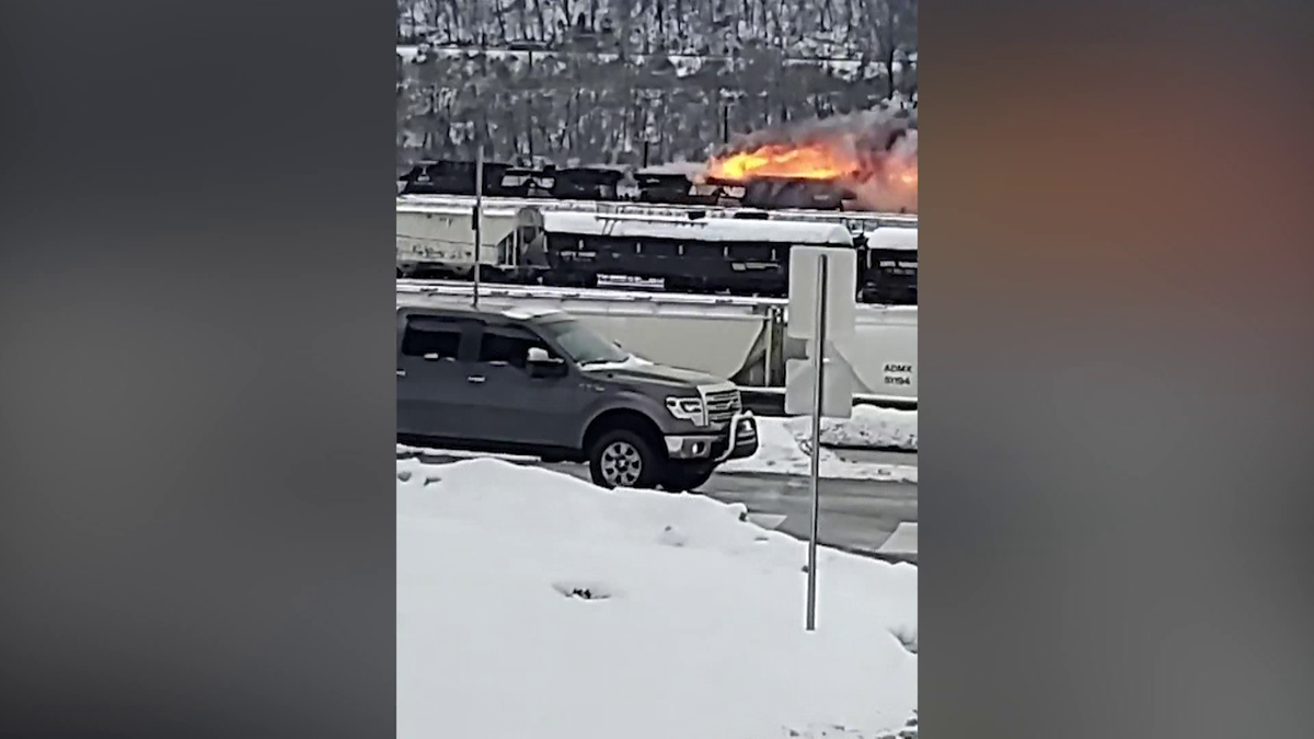 WATCH: Moving train catches fire in Beaver County