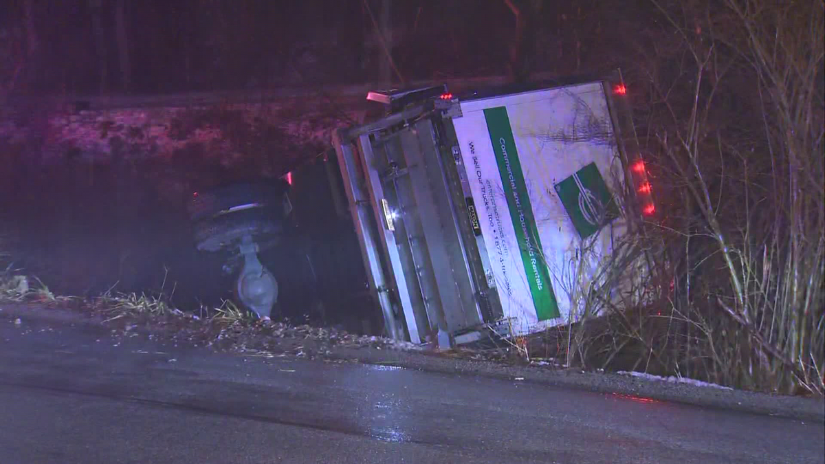 Box truck on its side following crash in Westmoreland County
