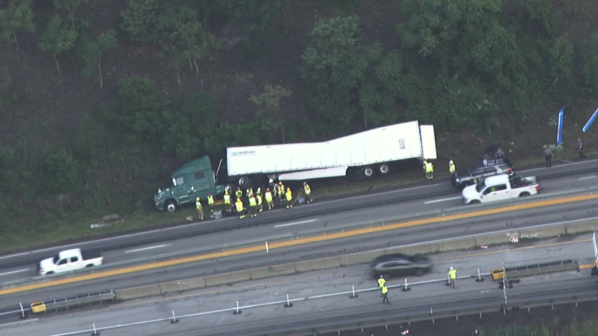 Tractor-trailer rollover crash on I-79