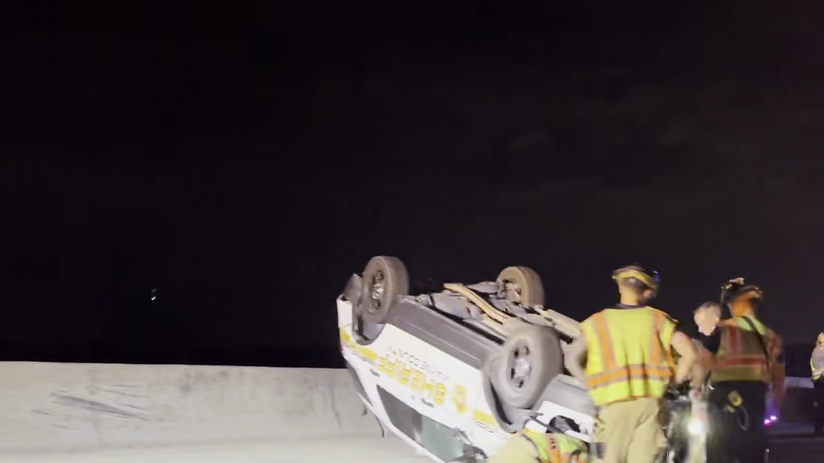 Wayne County deputy flips in accident on Veterans Parkway bridge