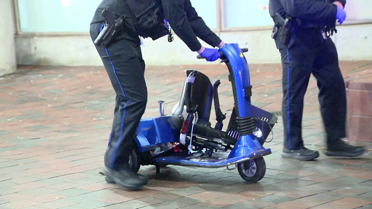 Man on mobility scooter falls into subway pit at MBTA station in Boston