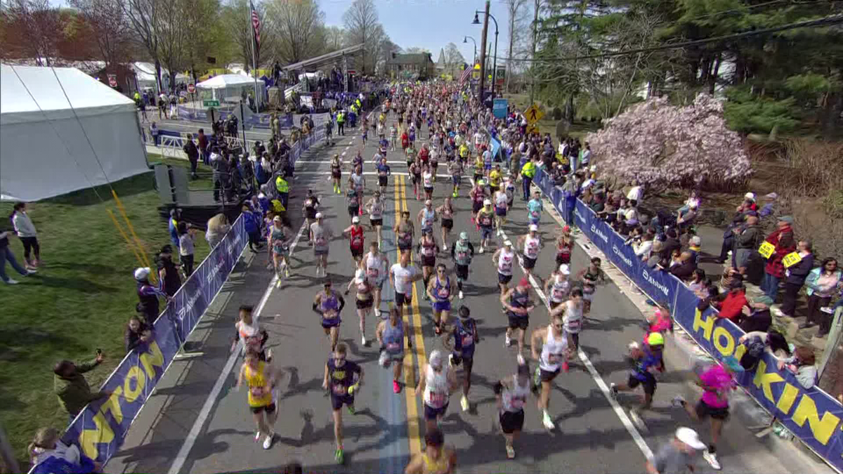 Images: Scenes along Boston Marathon course