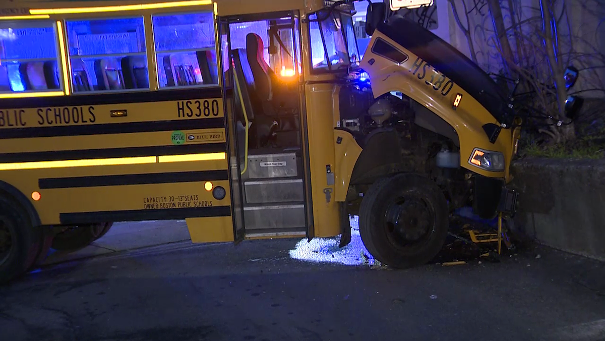 School bus, MBTA bus involved in early-morning crash