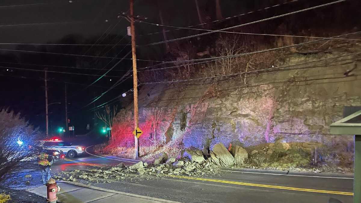 Rocks come down on busy road in Ross Township