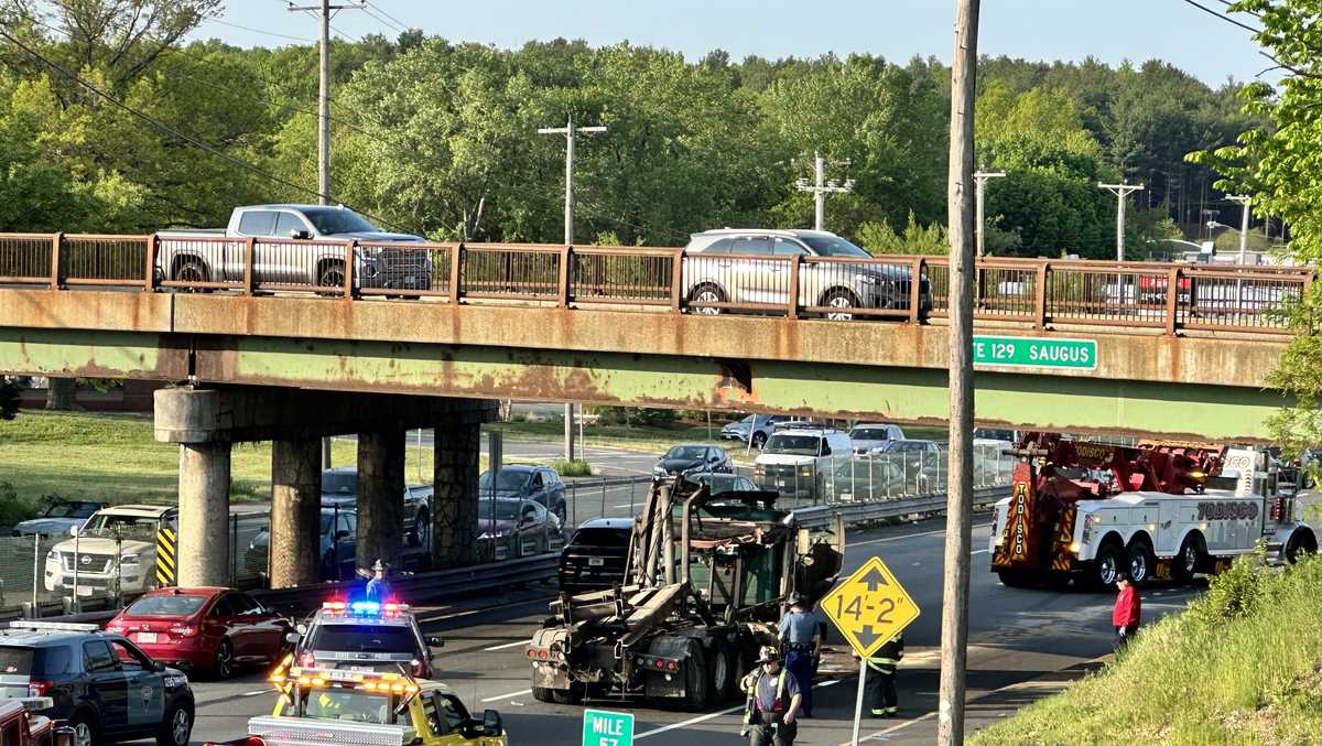 Bridge strike snarls morning commute on Route 1 in Saugus, Massachusetts