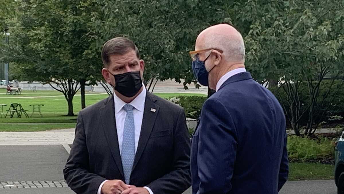 Labor Sec. Marty Walsh visits with Maine leaders in Brunswick