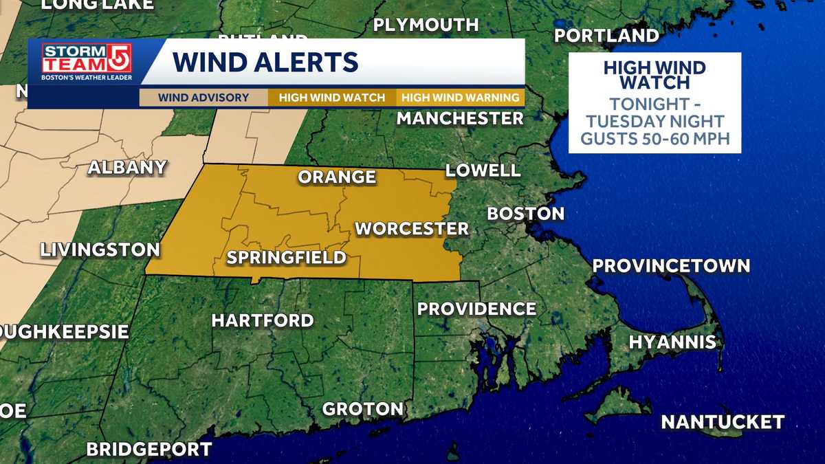 High Wind Watch issued for much of Massachusetts after a wet start to ...