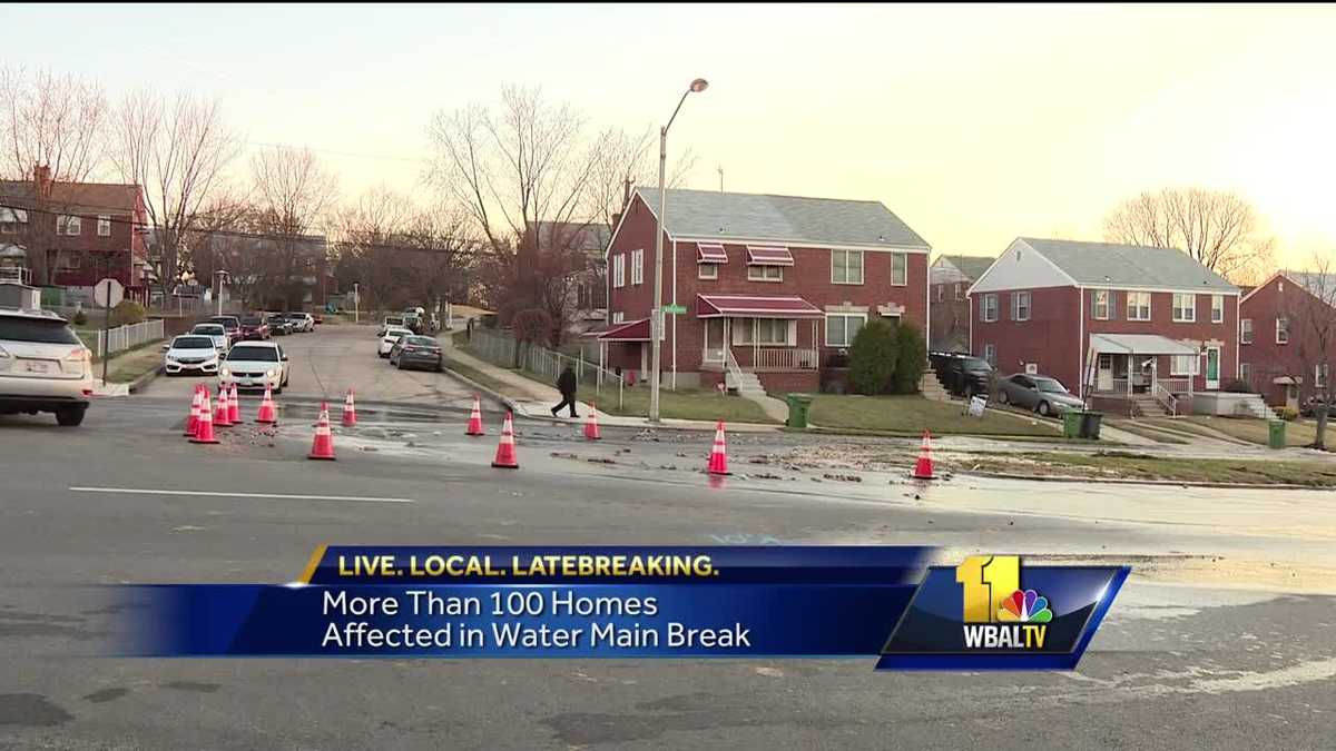 Water main break affects 100 customers in Baltimore