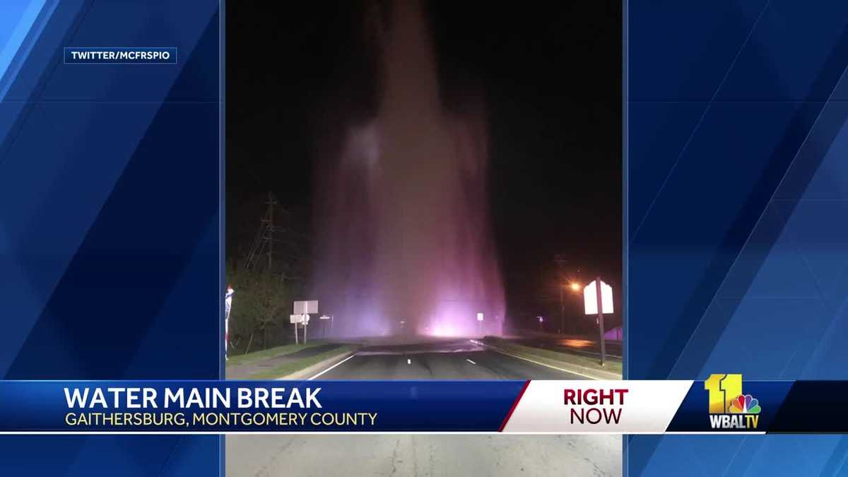Water main break in Montgomery County sends water 100 feet in air