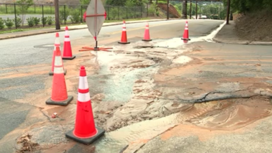 Water main break impacts two Winston-Salem roads