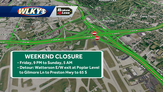 Watterson Expressway ramps to I-65 closing this weekend