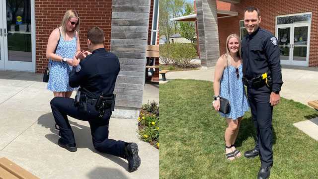 New Waukee police officer proposes before taking his oath