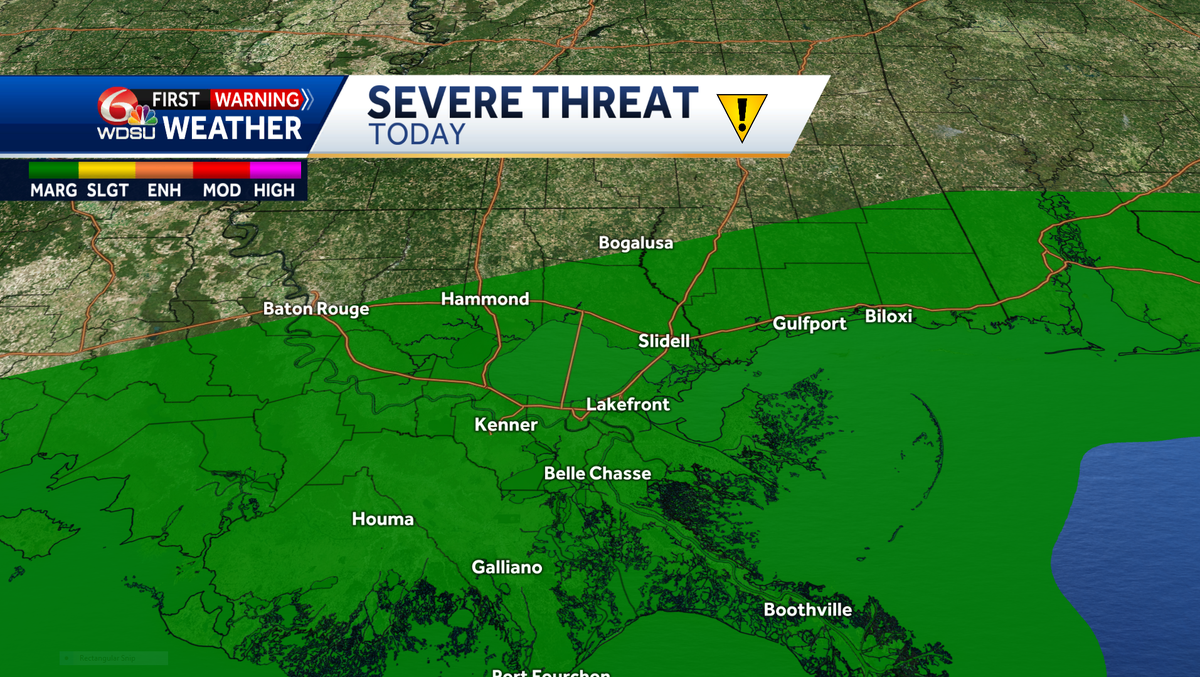 WDSU Weather Impact Day, Low Risk of Severe Weather 2 PM- 8 PM