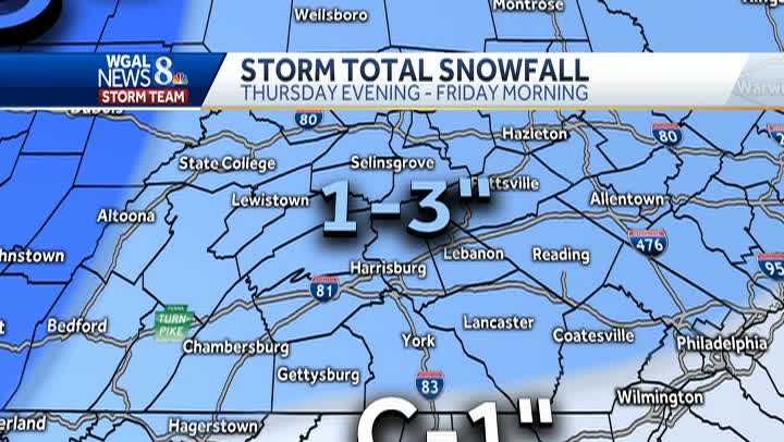 Central Pennsylvania weather snow maps, graphics