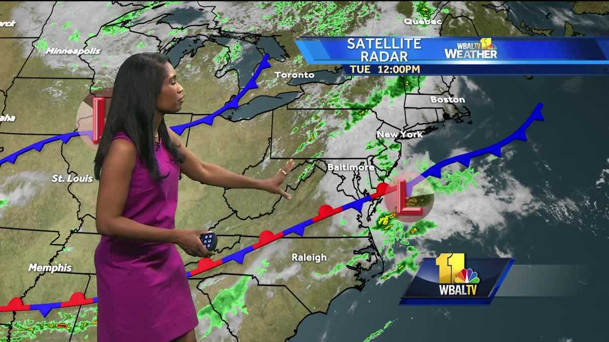 Cloudy, rain and thunderstorms on Tuesday